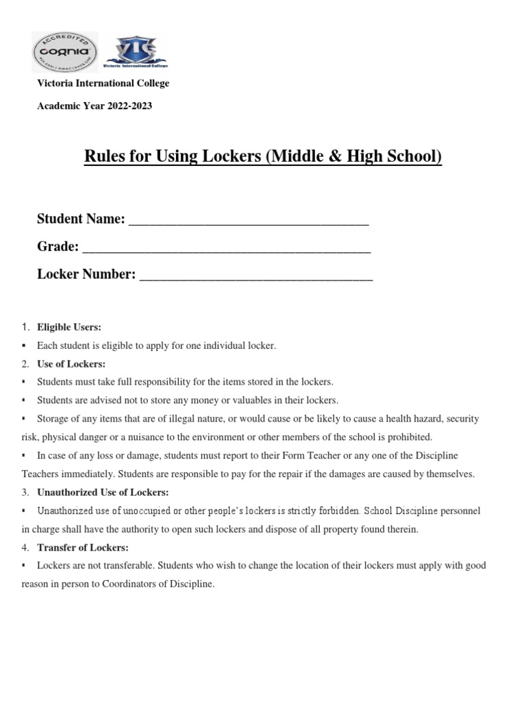 Lockers Policy | PDF | Justice | Crime & Violence