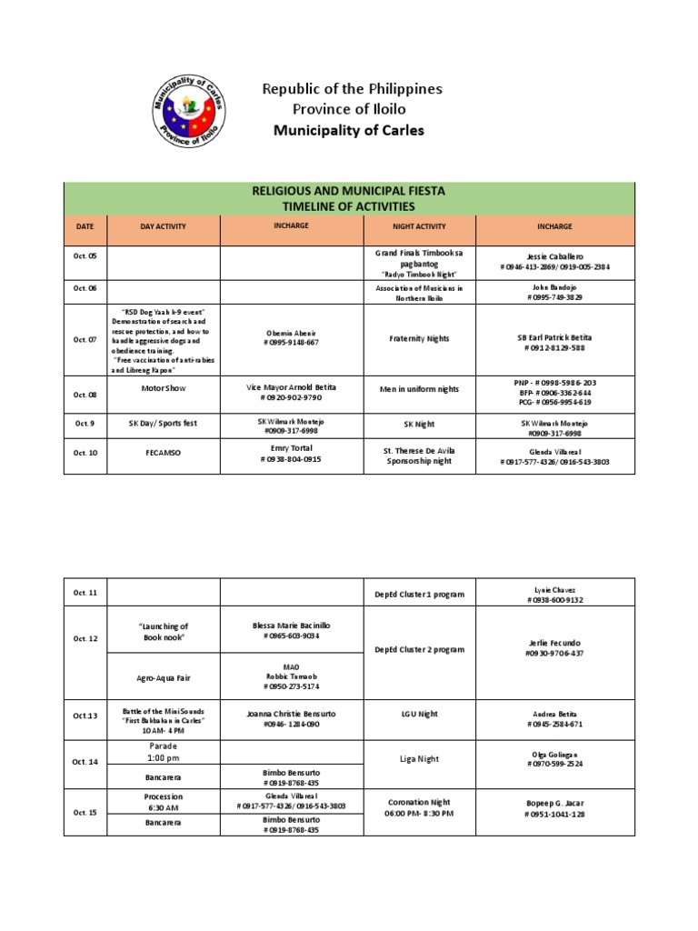 FIESTA-TIMELINE-OF-ACTIVITIES | PDF