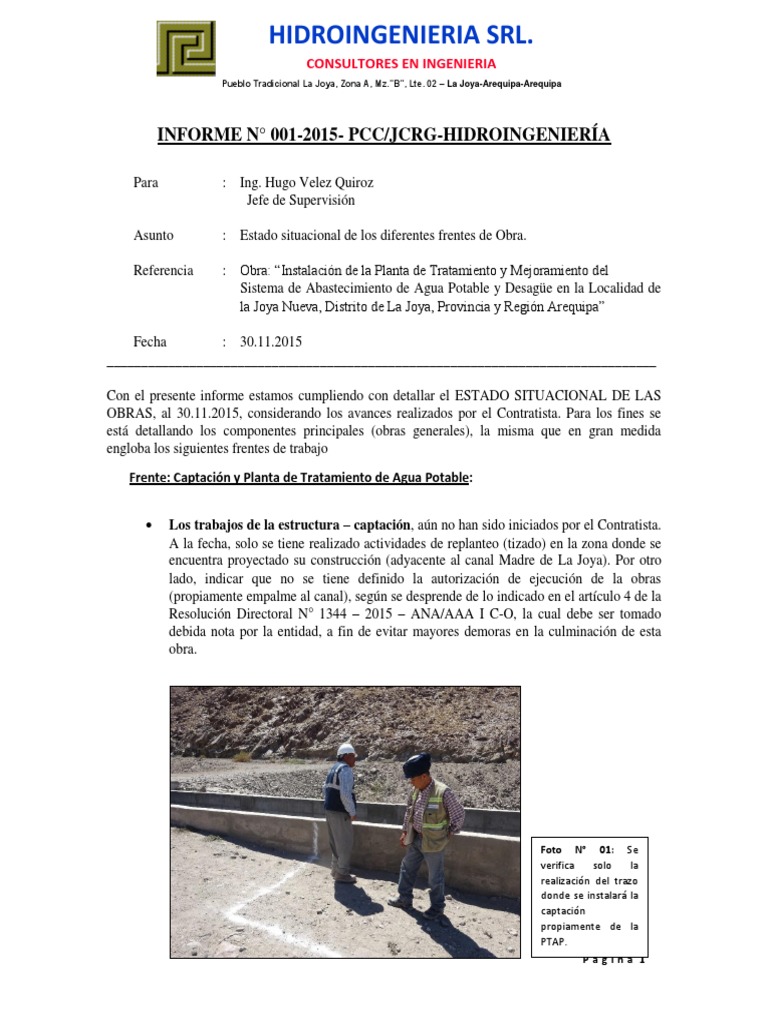 Informe Situacional de La Obra | PDF | Ingeniero civil | Ingeniería