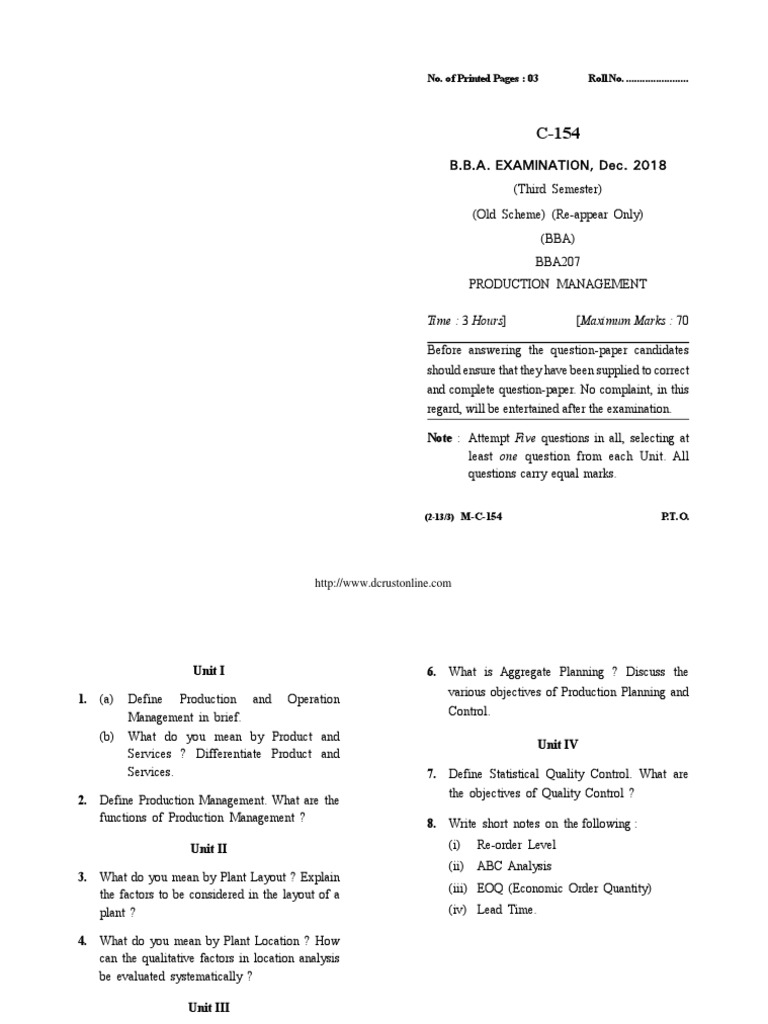 Bba-3-Sem Question Paper =[4] | PDF