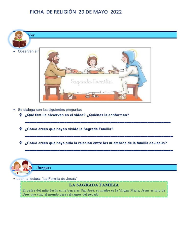 Ficha de Religión 29 de Mayo 2022 | PDF | María, madre de Jesús | Jesús