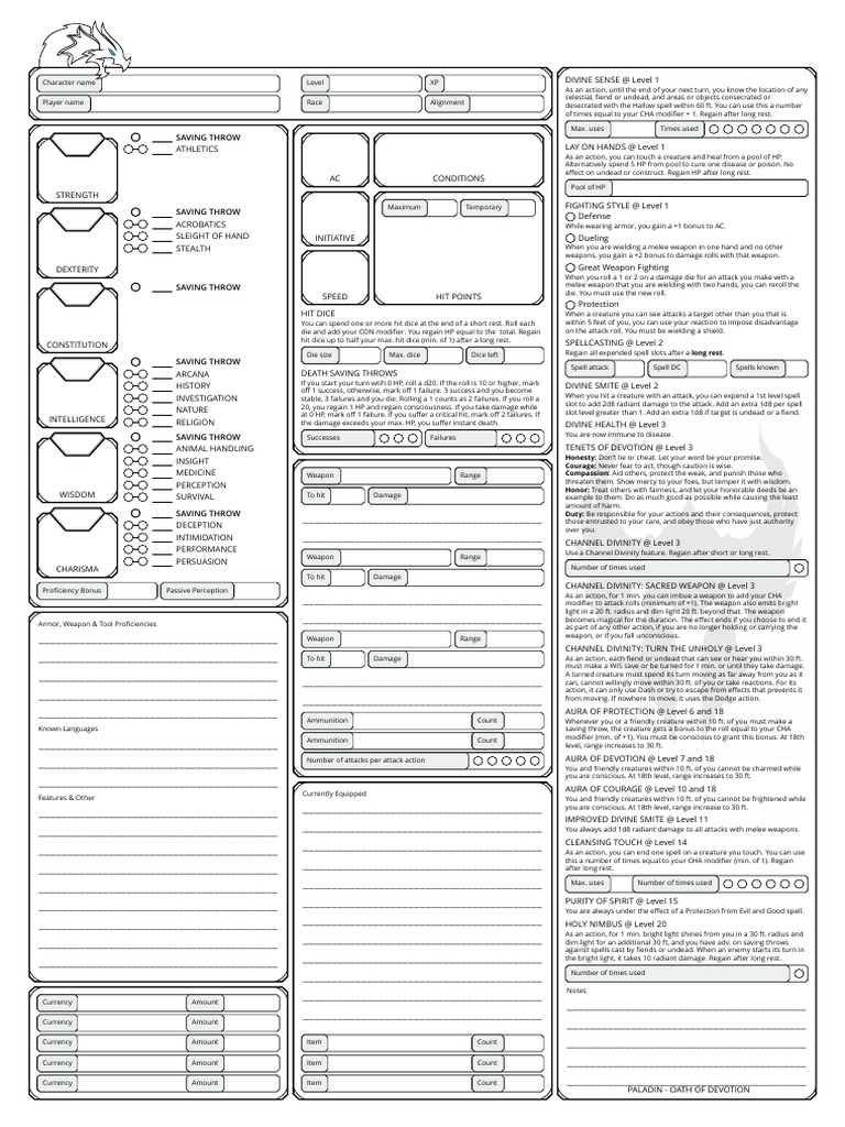 Paladin - Oath of Devotion - V5.0 | PDF