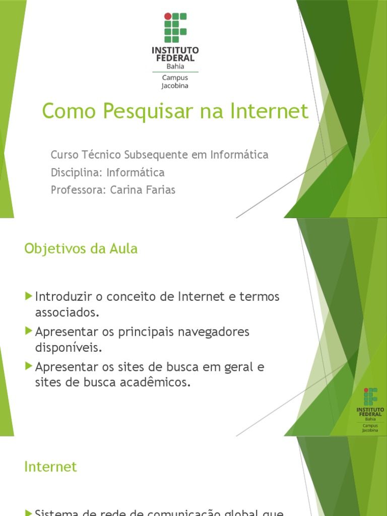 CTSI - INF - Aula01 - Como Pesquisar Na Internet | PDF | Rede mundial de computadores | Internet ...