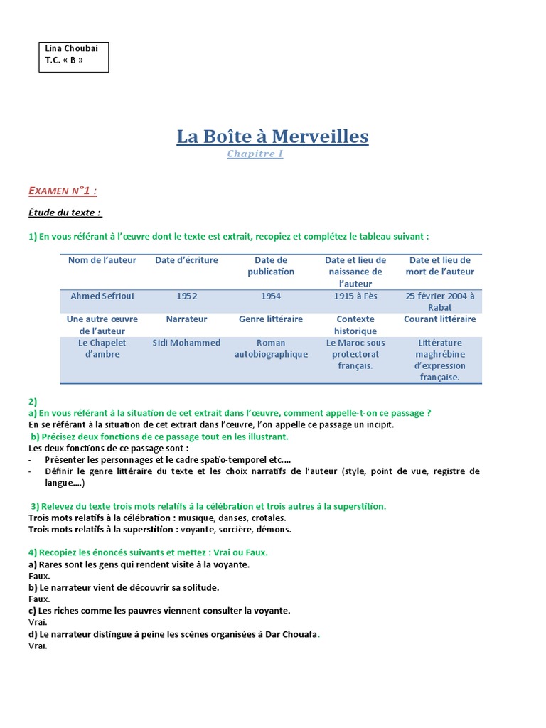 La Boîte à Merveilles | PDF