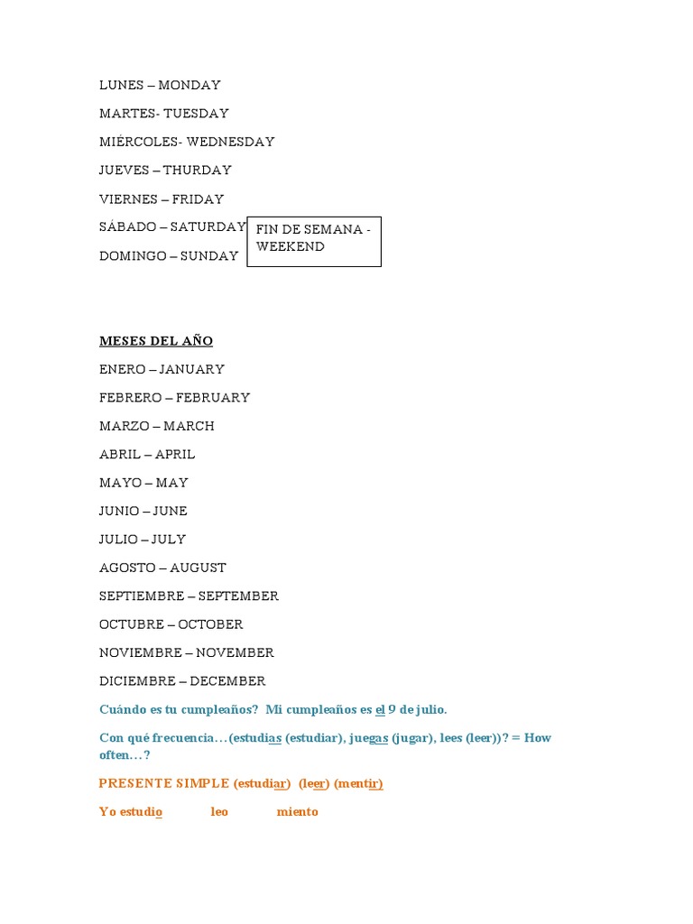 Spanish Class Notes | PDF