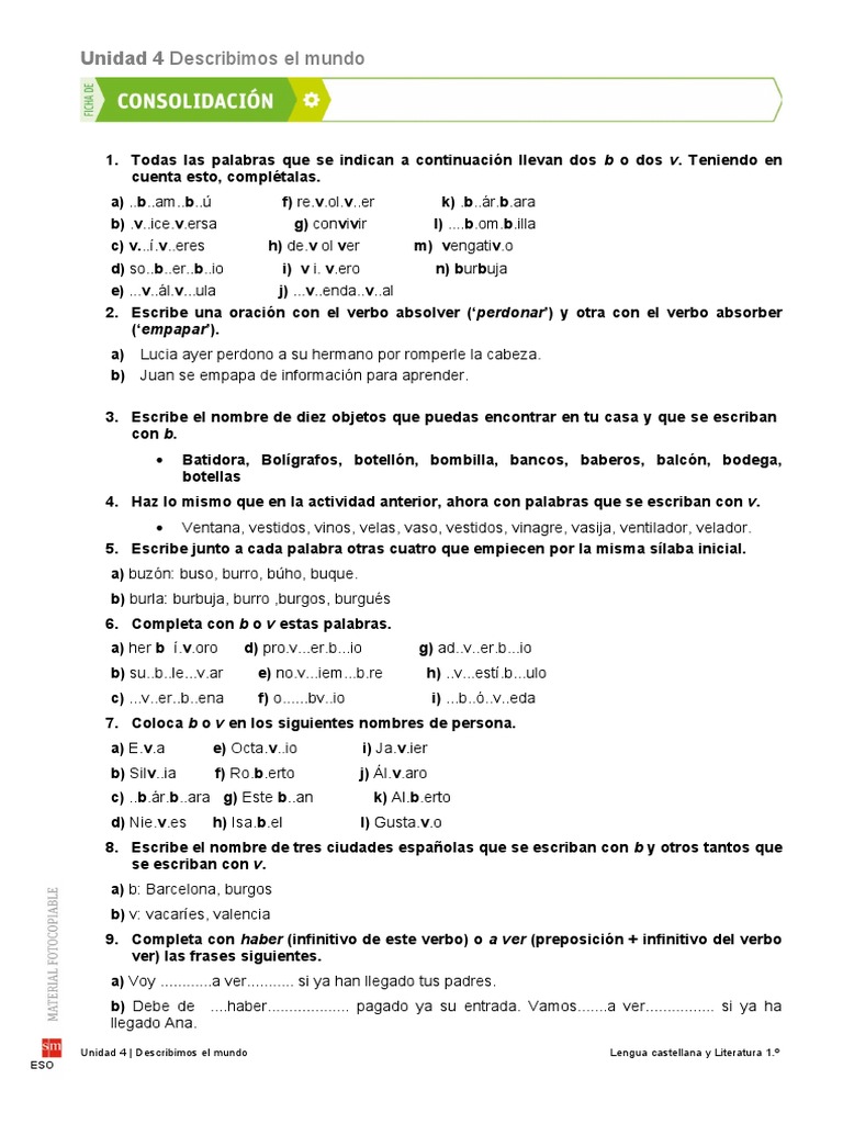 Palabras Con V y B | PDF | Tipología Lingüística | Ciencia cognitiva