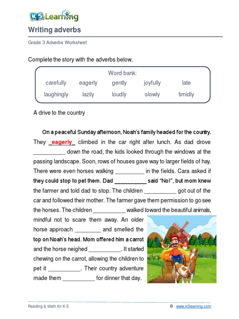 Grade 3 Writing Adverbs A | PDF | Cooking, Food & Wine | Language Arts ...