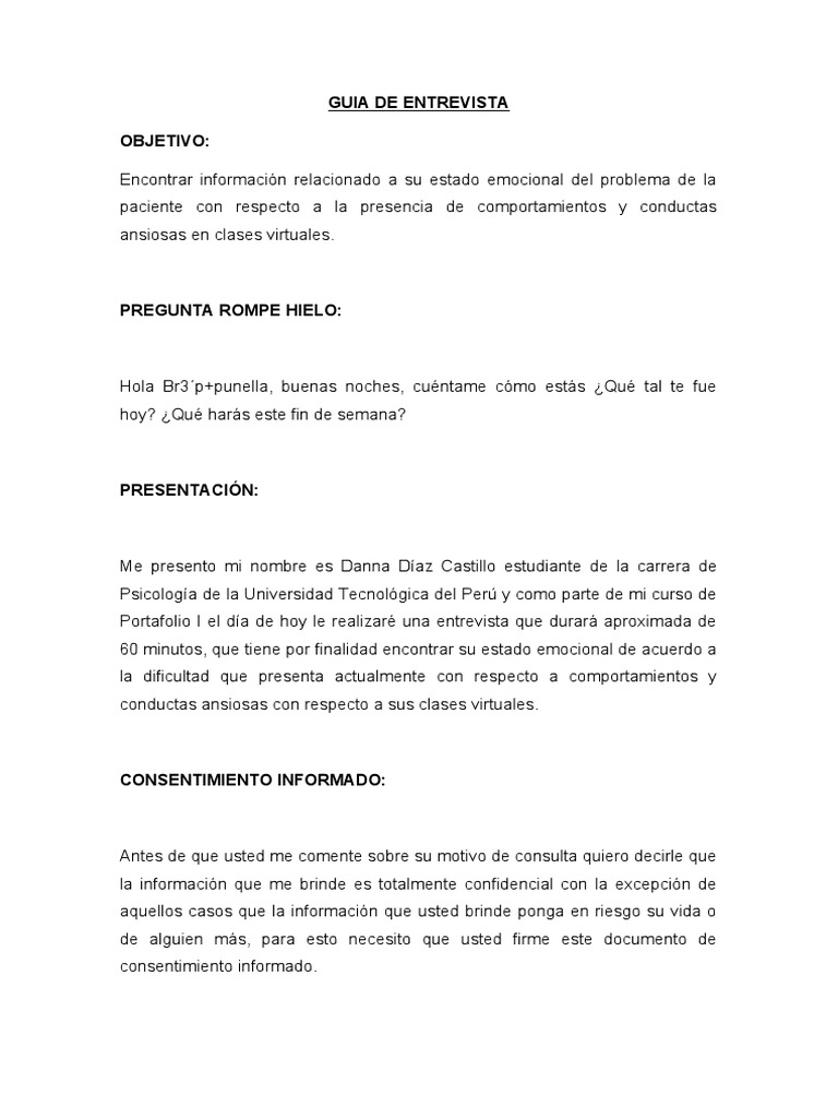 Guia de Entrevista Paciente | PDF