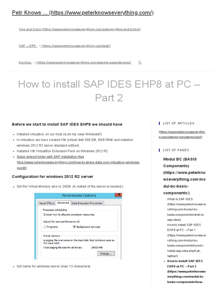 How To Install SAP IDES EHP8 at PC - Part 2 Petr Knows .. | PDF