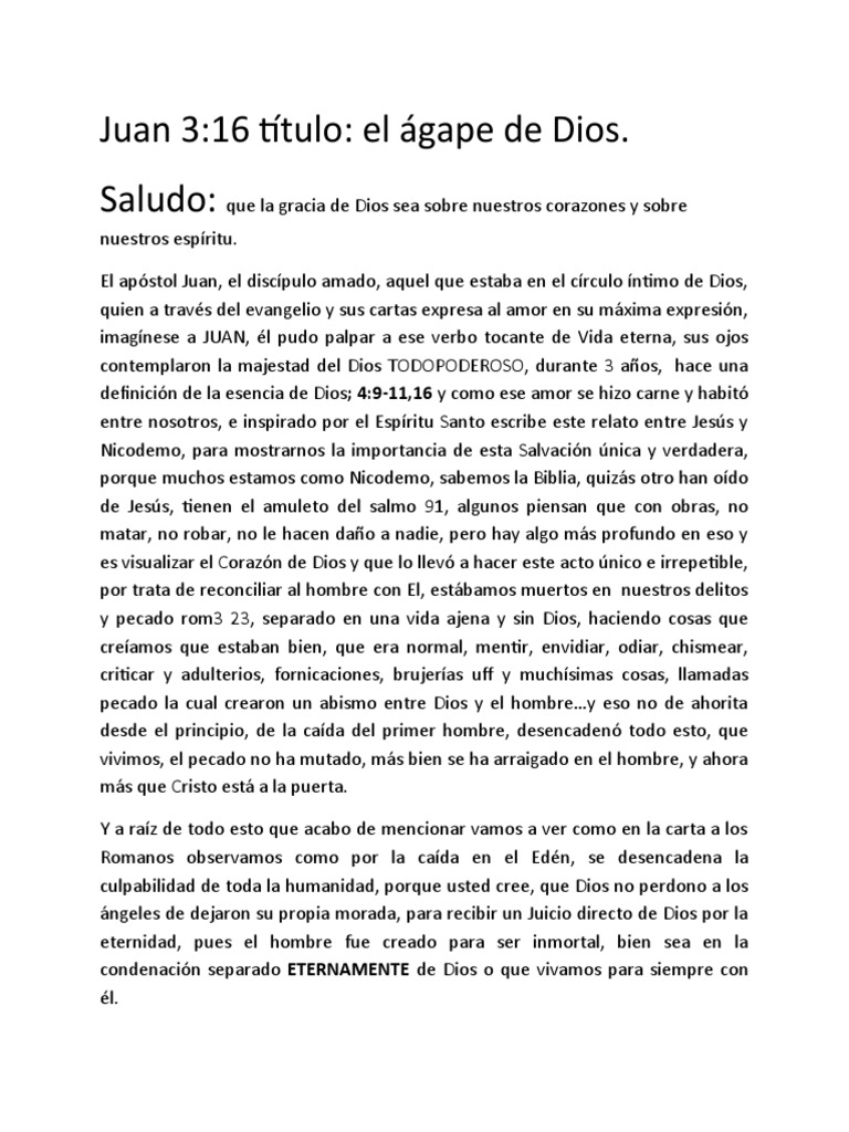 El Ágape de Dios | PDF | Dios | Amor