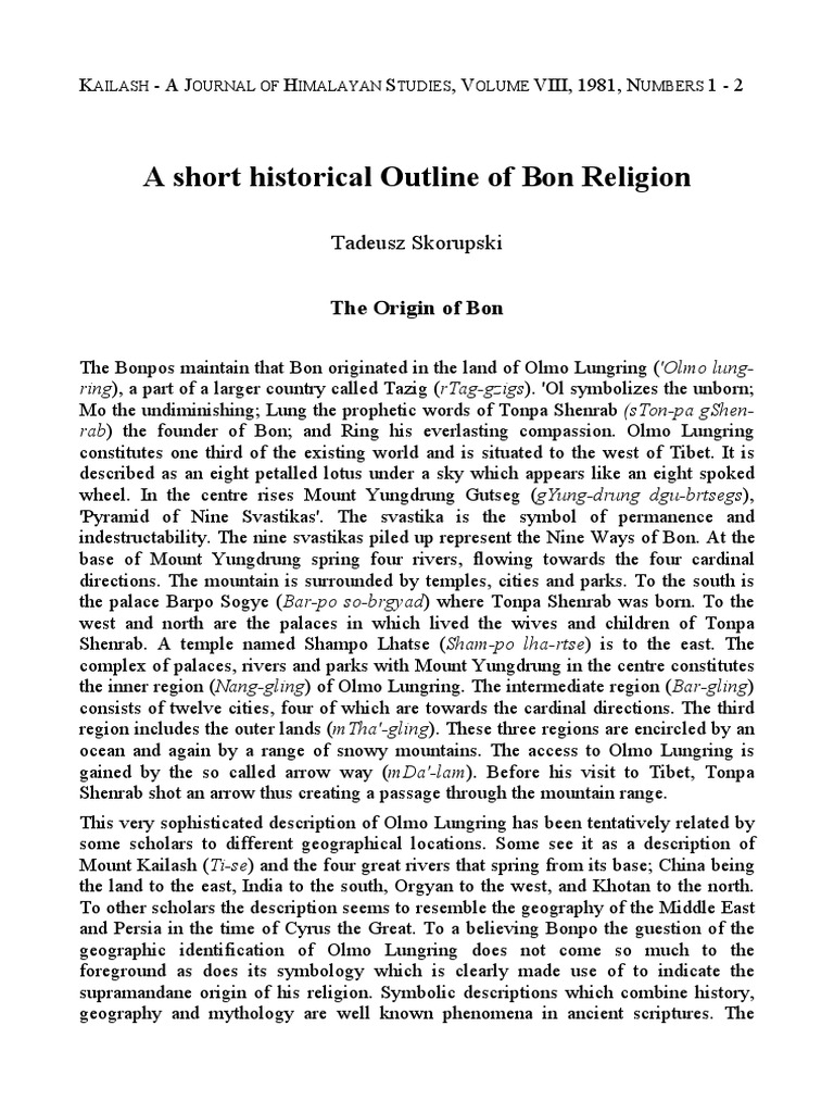 Historical Overview of Bon Religion | PDF | Vajrayana | Monk
