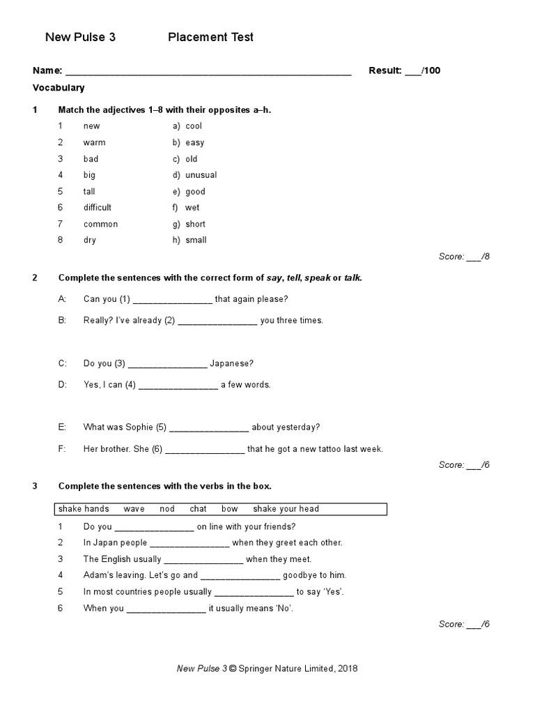 NP3 Placement Test | PDF | Career & Growth