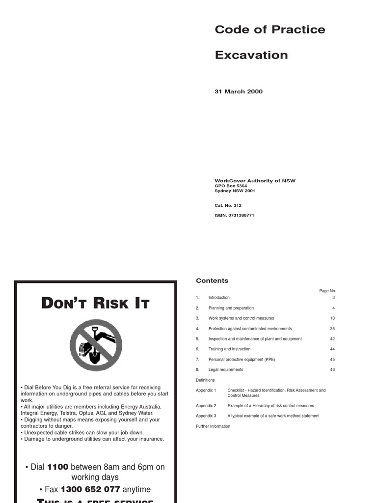 Code of Practice Excavation | PDF | Personal Protective Equipment ...