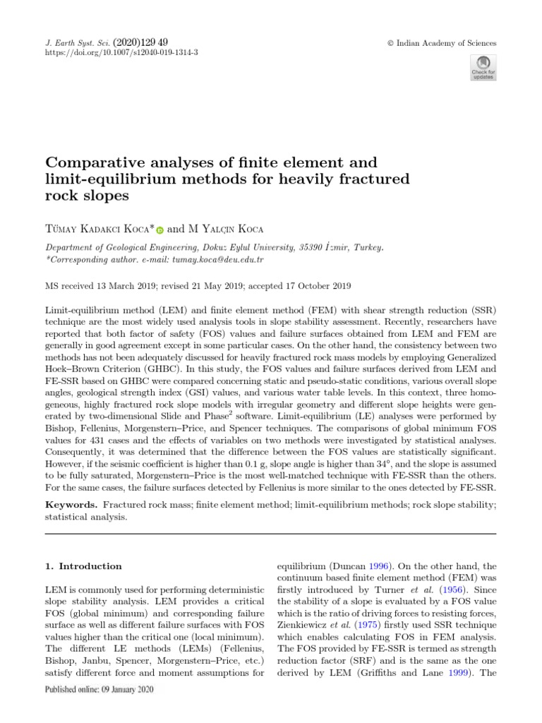 TUMAY KADAKCI KOCA - Comparative Analyses of Finite Element and Limit-Equilibrium Methods For ...