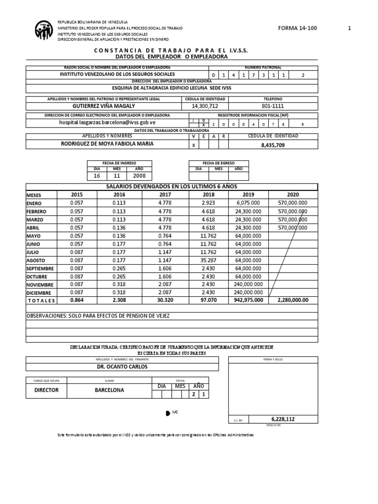 Fforma 14-100 Chacin Pateti Yraida 2022 | PDF | Venezuela | Fuentes