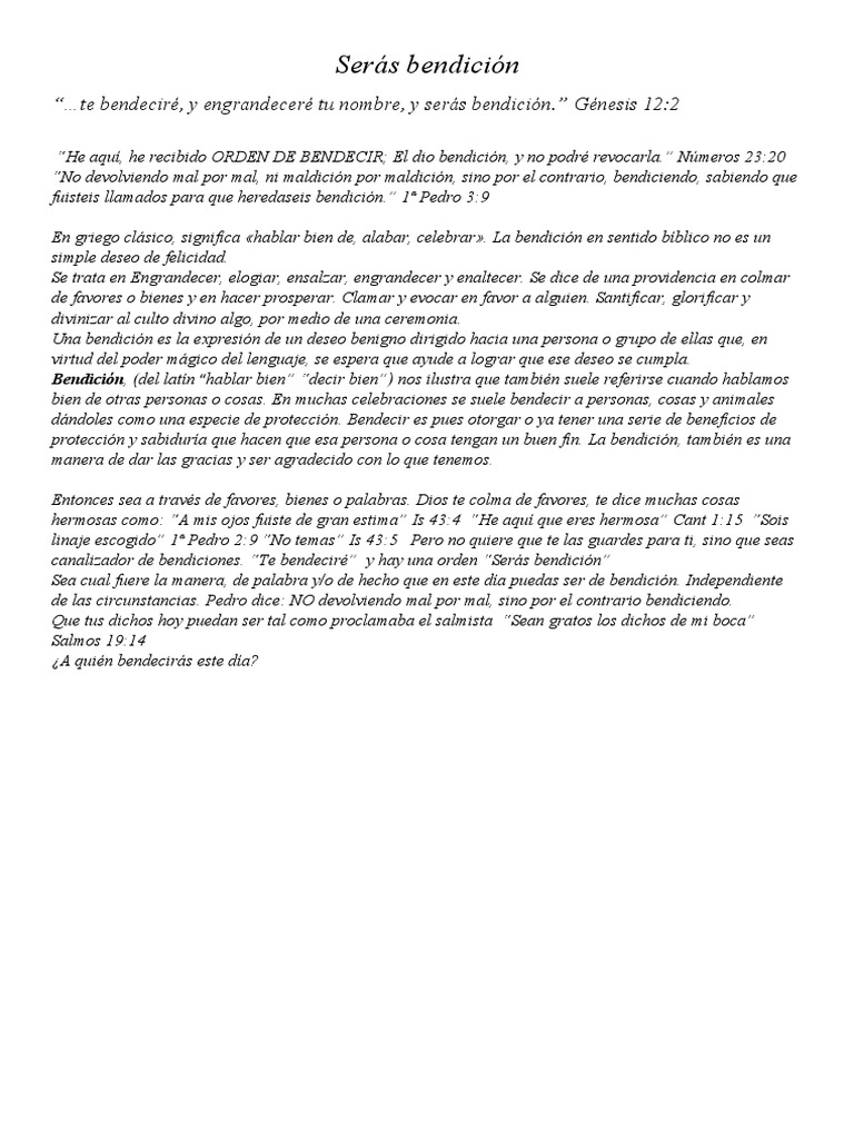 Serás Bendición | PDF