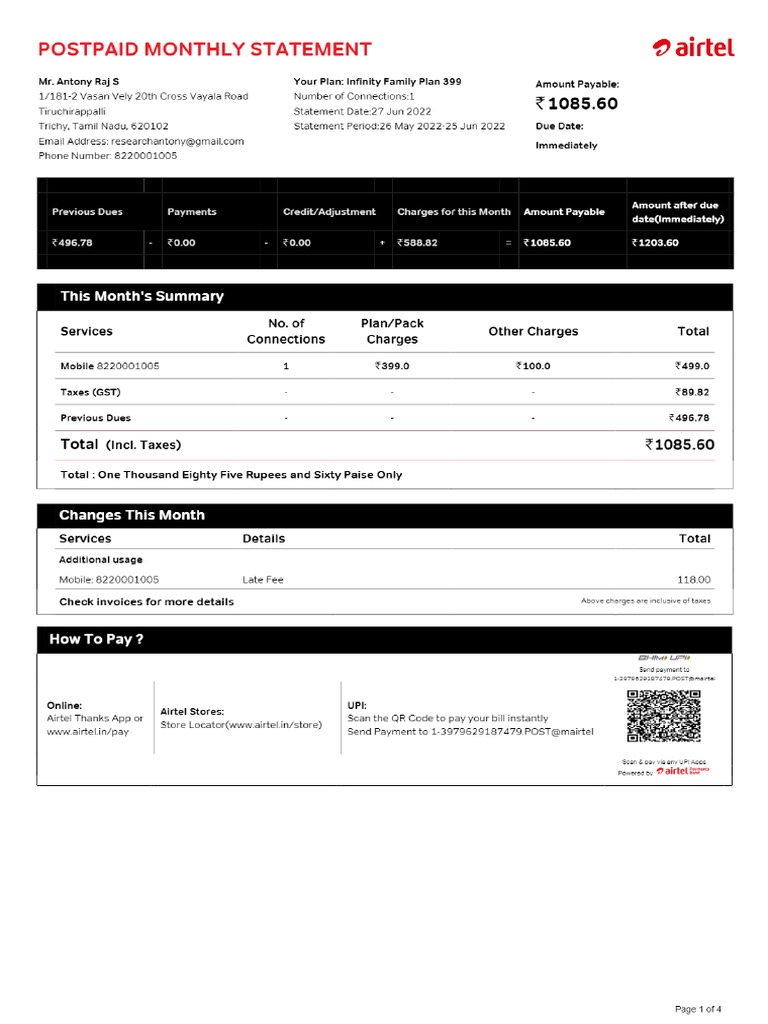 Airtel Bill | PDF
