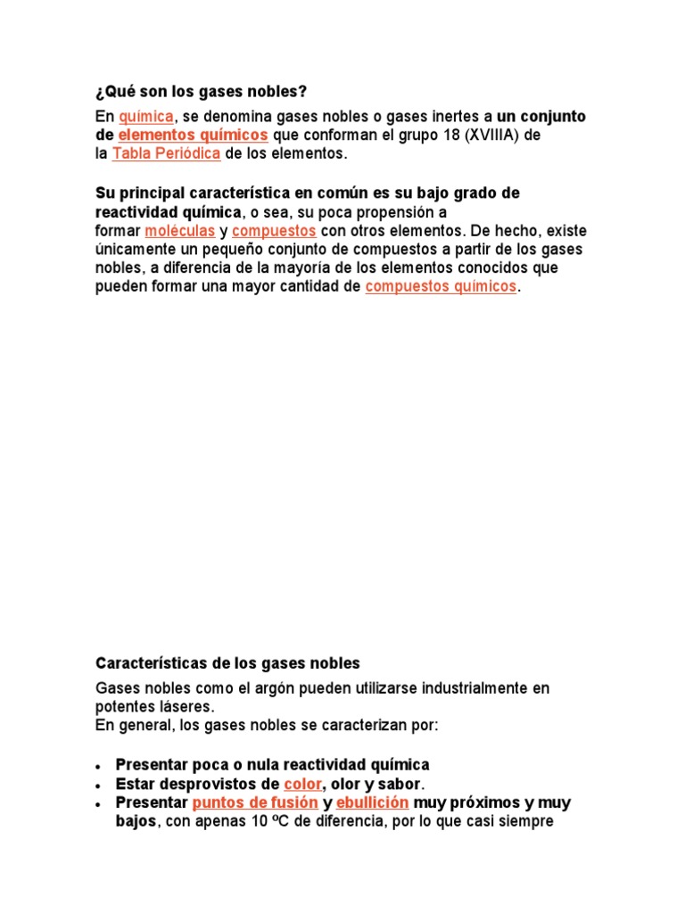 Qué Son Los Gases Nobles | PDF | Gases | Helio