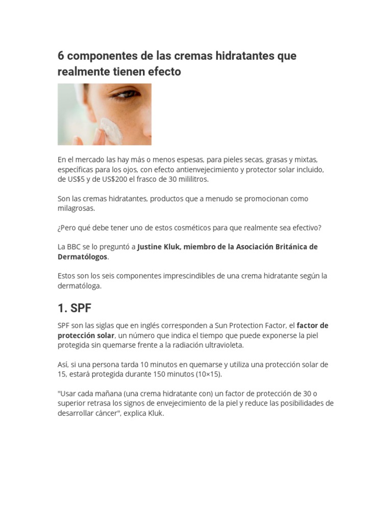 6 Componentes De Las Cremas Hidratantes Que Realmente Tienen Efecto
