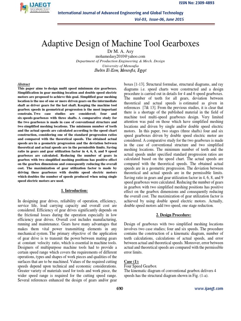 Adaptive Design of Machine Tool Gearboxes | PDF | Gear | Engines