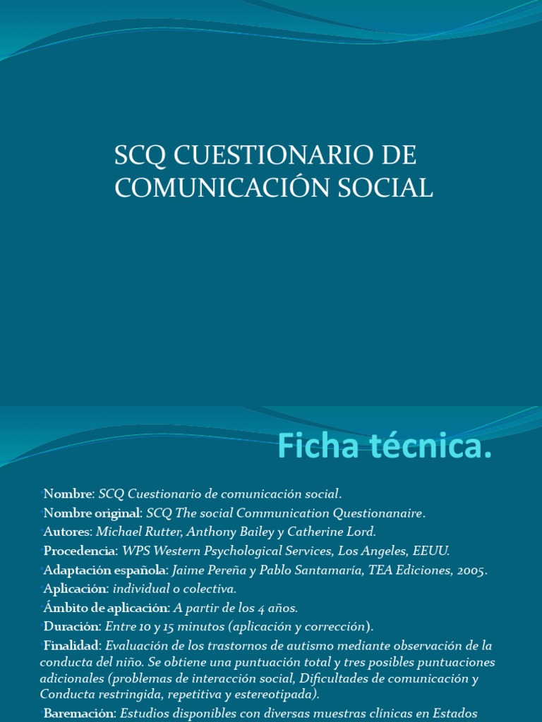 SCQ Cuestionario de Comunicación Social | PDF