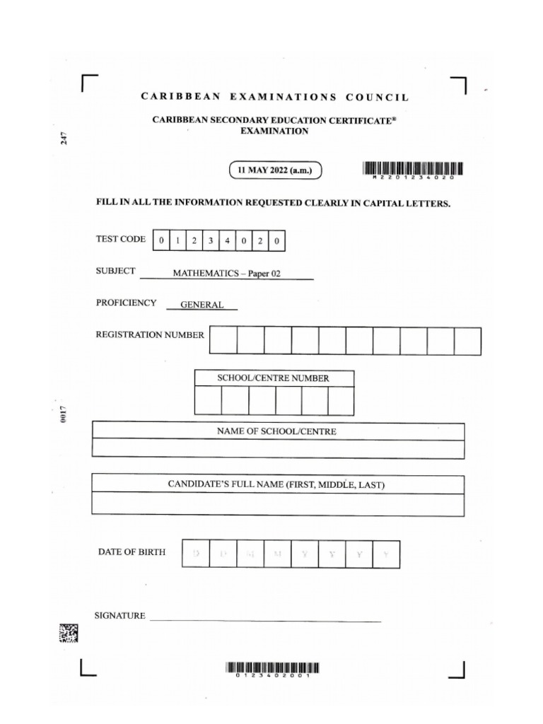 CSEC Mathematics May 2022 | PDF