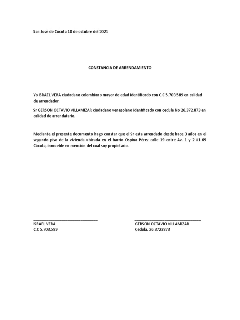 Carta de Alquiler | PDF