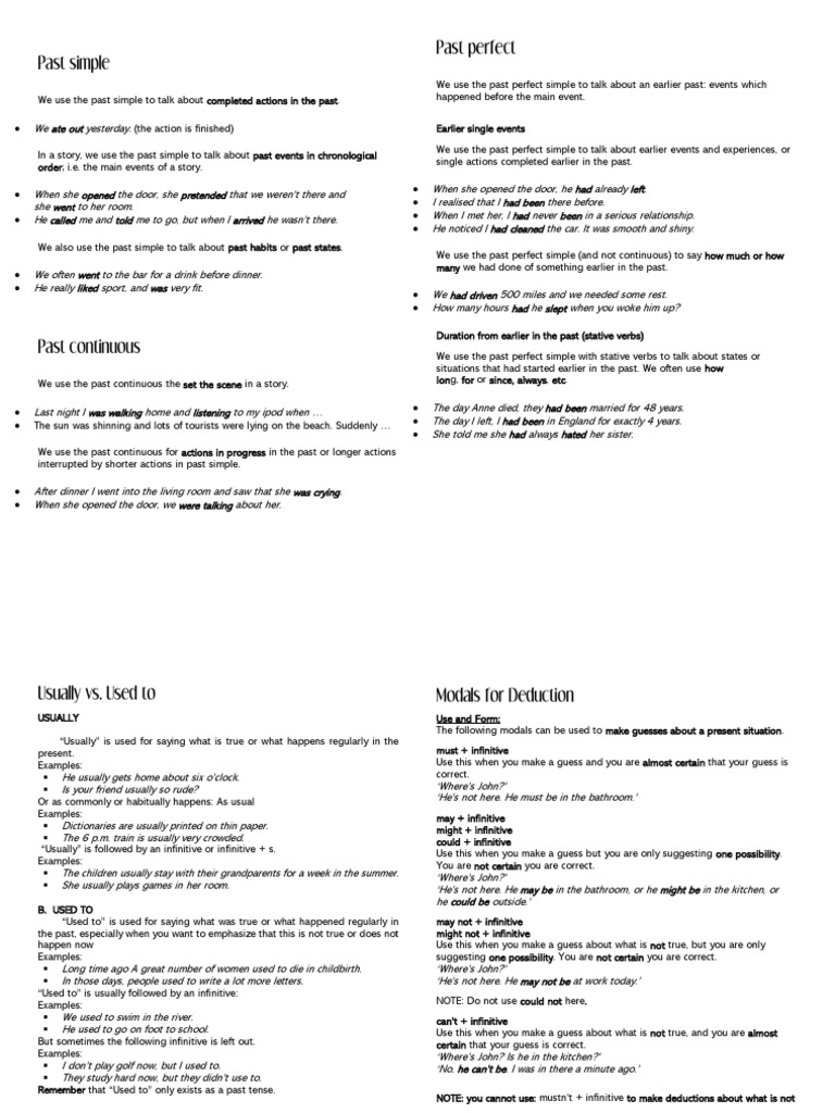 Grammar Summary B1 | PDF | Verb | Linguistic Morphology