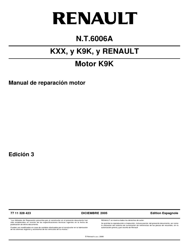 Manual Megane II 1 5 Dci Motor k9k | PDF | Inyección de combustible | Tornillo
