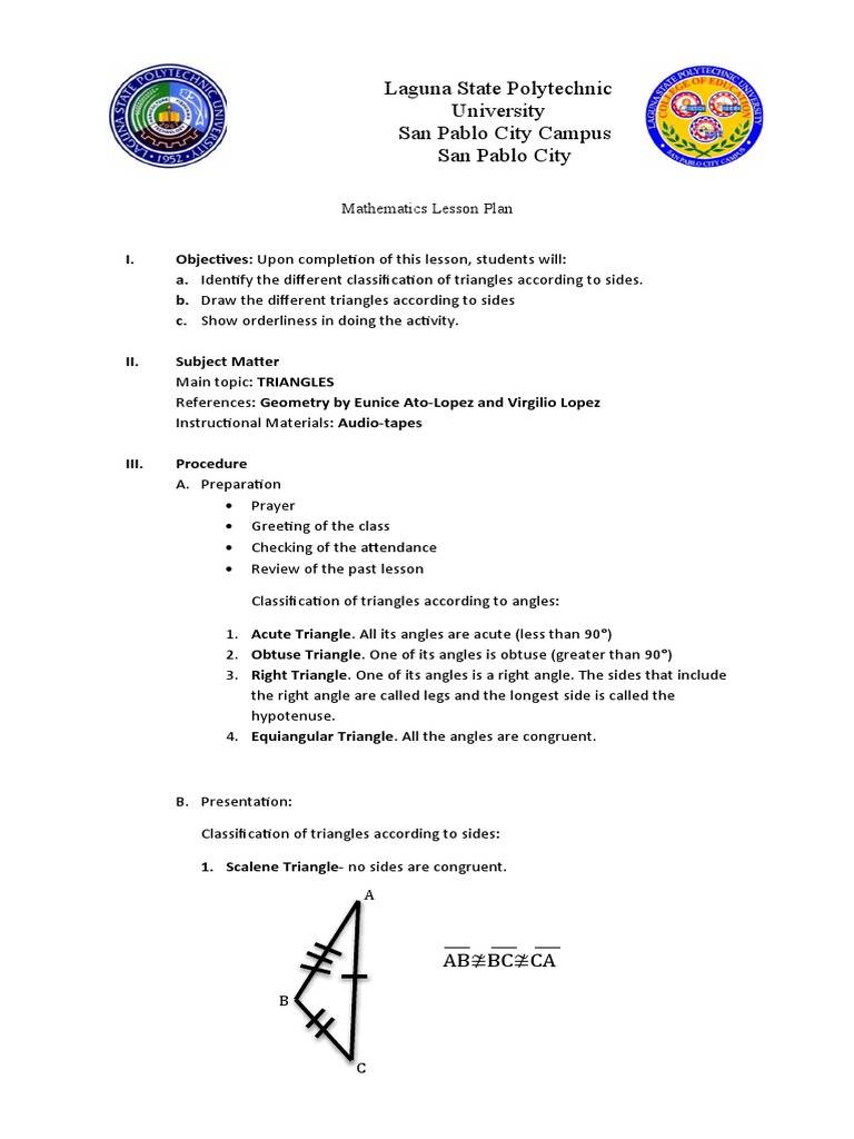 Lesson Plan Triangles | PDF | Triangle | Elementary Geometry