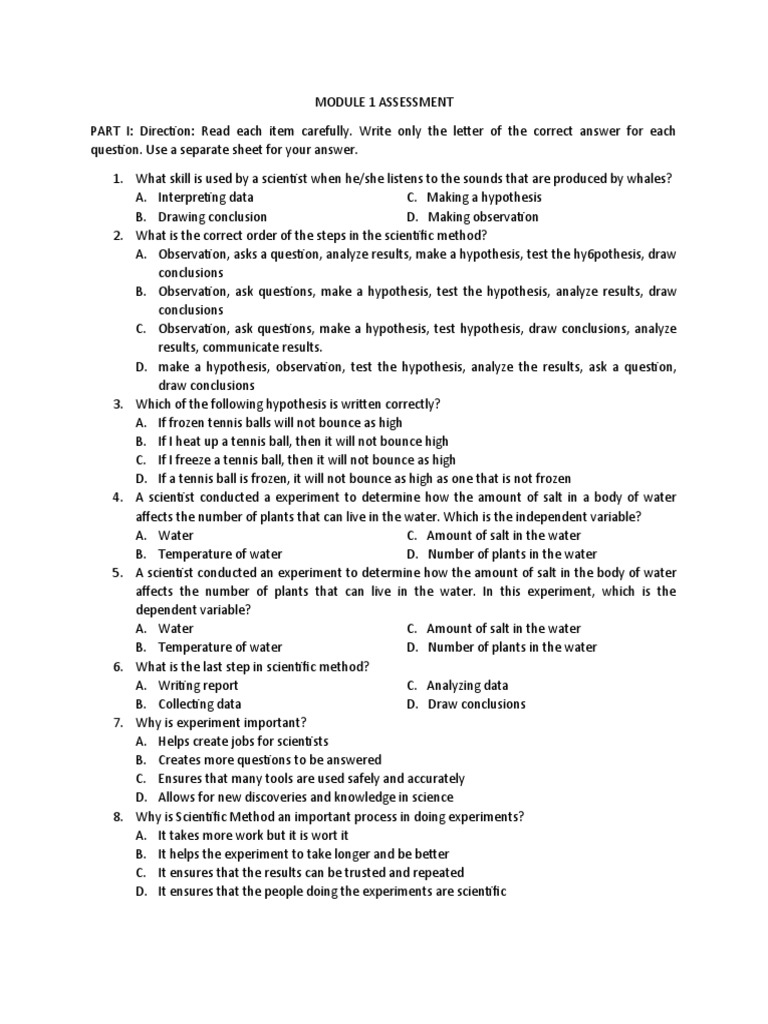 Grade 7-MODULE 1 ASSESSMENT | PDF