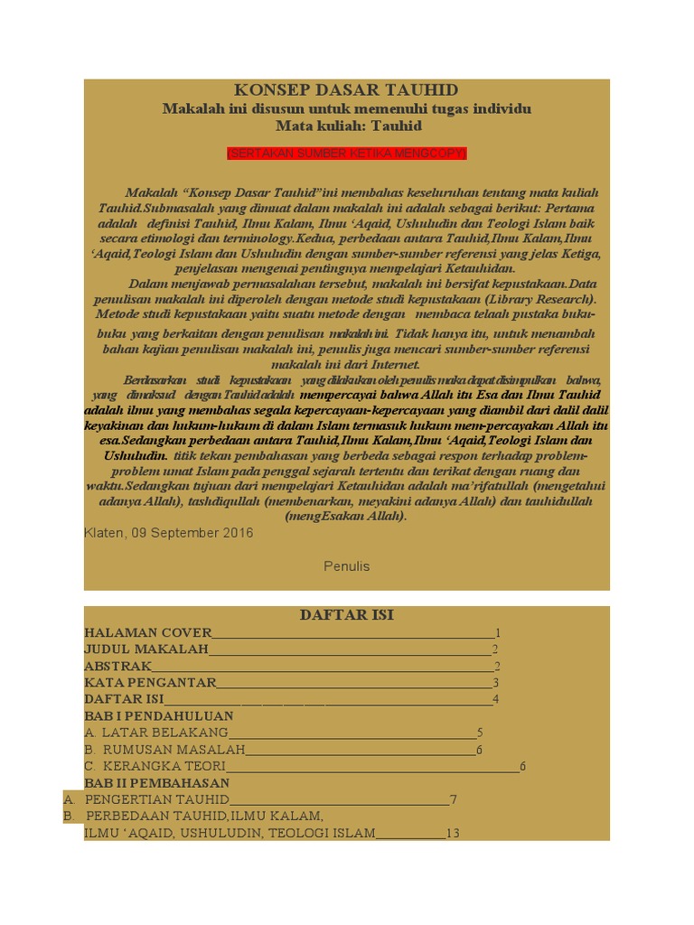 Konsep Dasar Tauhid | PDF