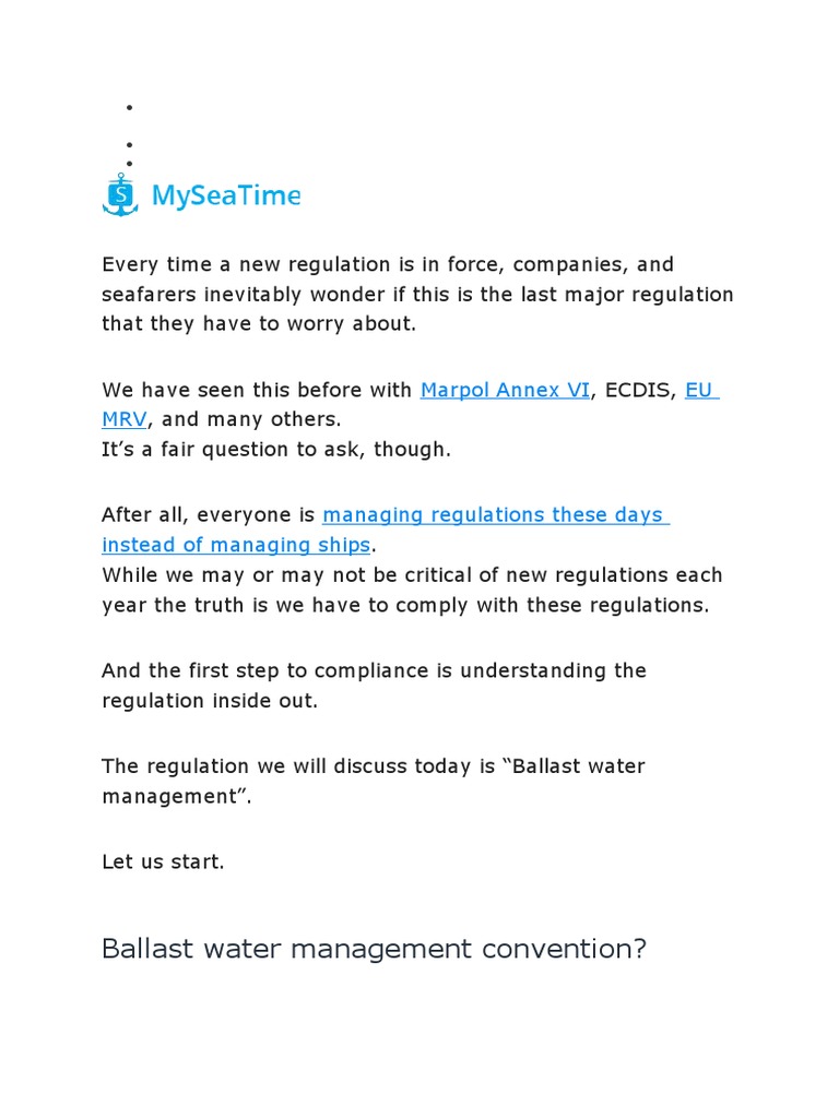 Ballast Water Management | PDF