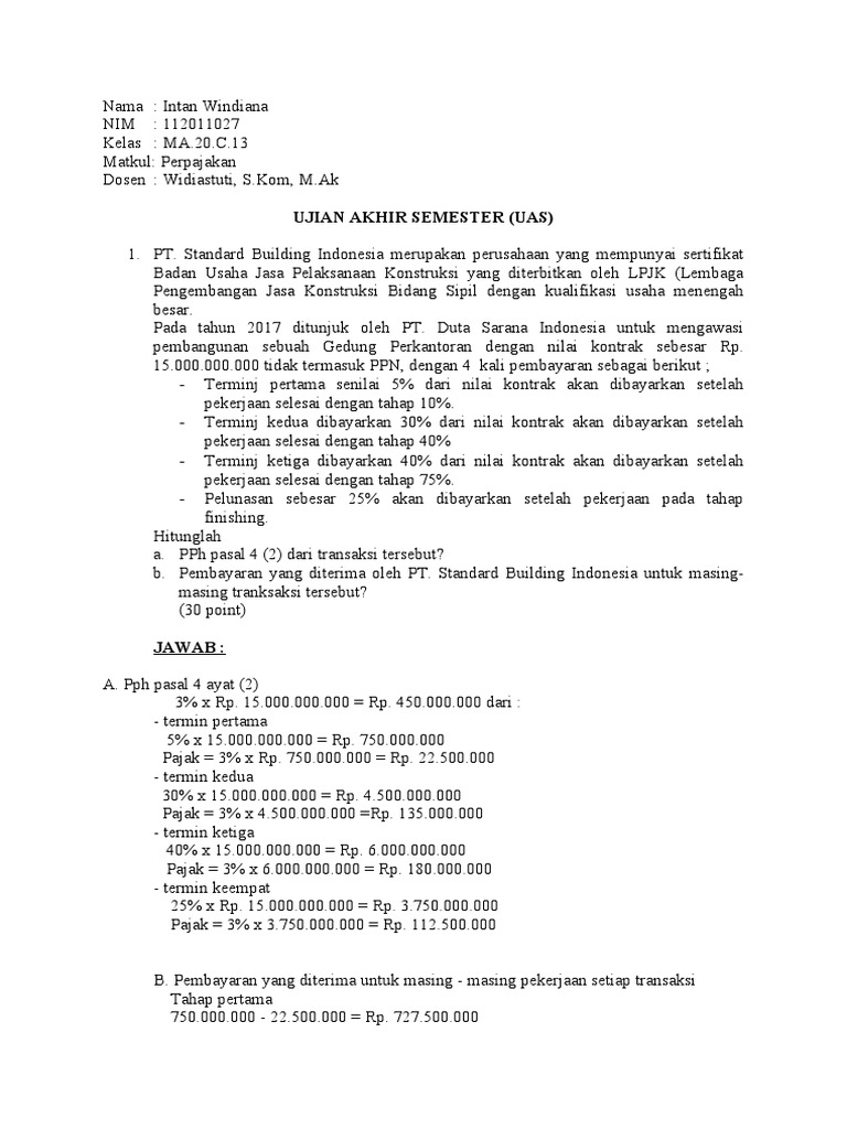 Uas Perpajakan | PDF