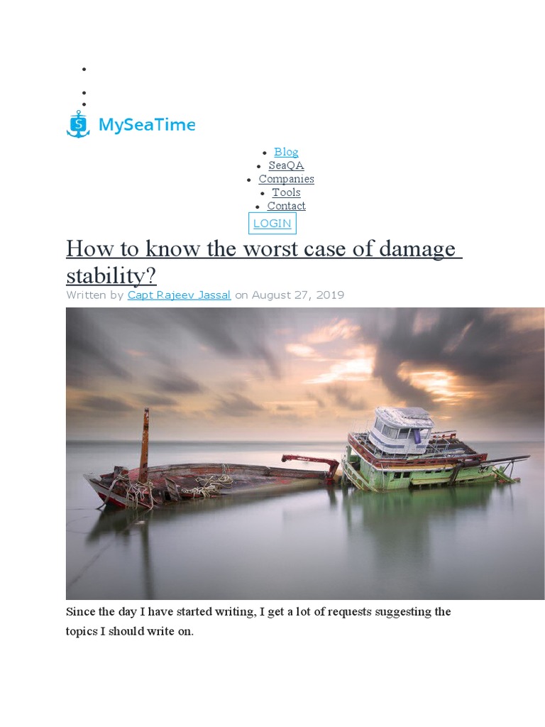 Damage Stability | PDF | Ships | Oil Tanker