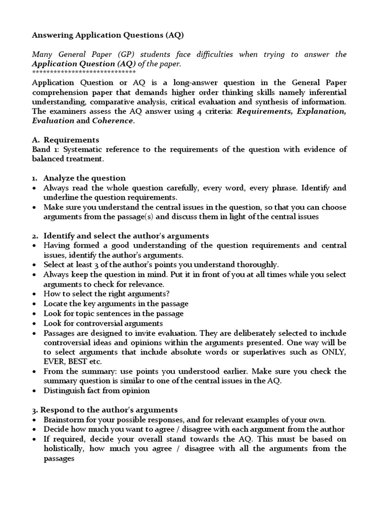 Answering Application Questions | PDF | Argument | Reading Comprehension