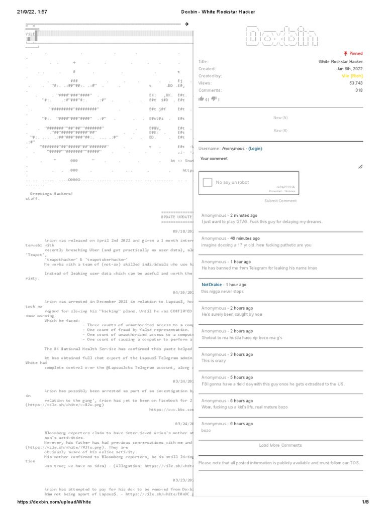 Doxbin - White Rockstar Hacker | PDF | Information Technology | Computing