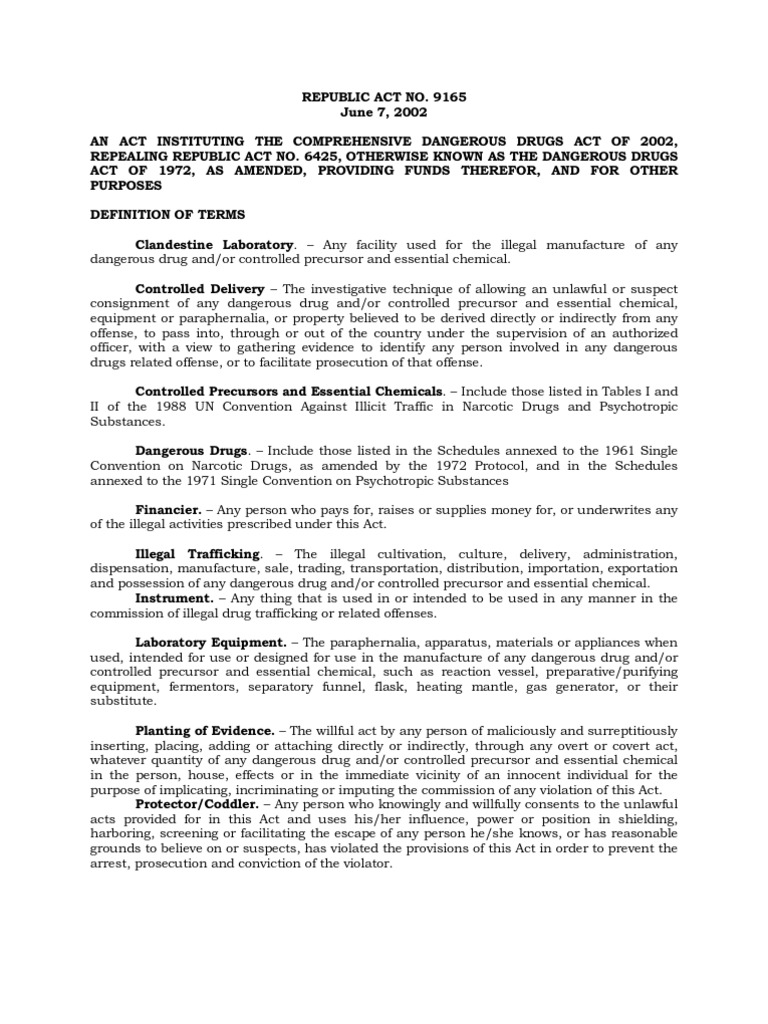 Republic Act No 9165 | PDF | Narcotic | Psychoactive Drugs