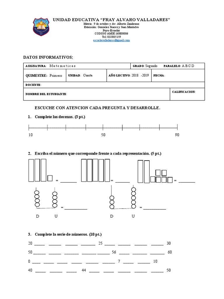 4 Evaluación Matematica Pdf