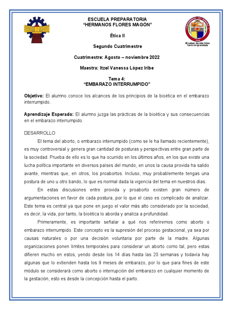 P2.tema 4. - Embarazo Interrumpido | PDF | Aborto | El embarazo