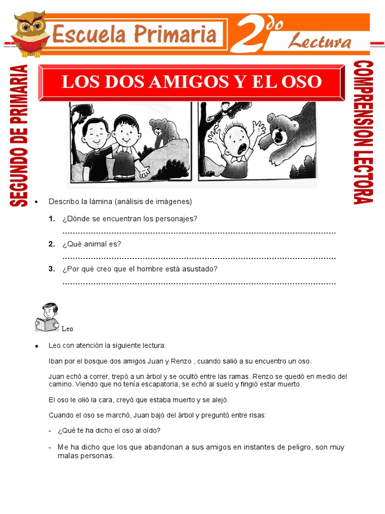 Los Dos Amigos y El Oso para Segundo de Primaria | PDF