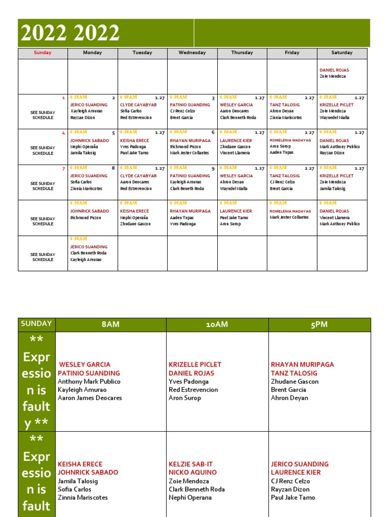 ALTAR SERVERS SCHEDULE (October) | PDF