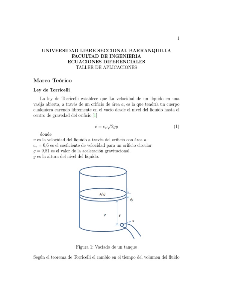 Laboratorio Vaciado de Tanque | PDF | Ecuaciones | Simulación