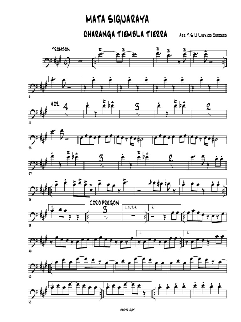 Mata Siguaraya Tiembla Tierra - Trombon | PDF