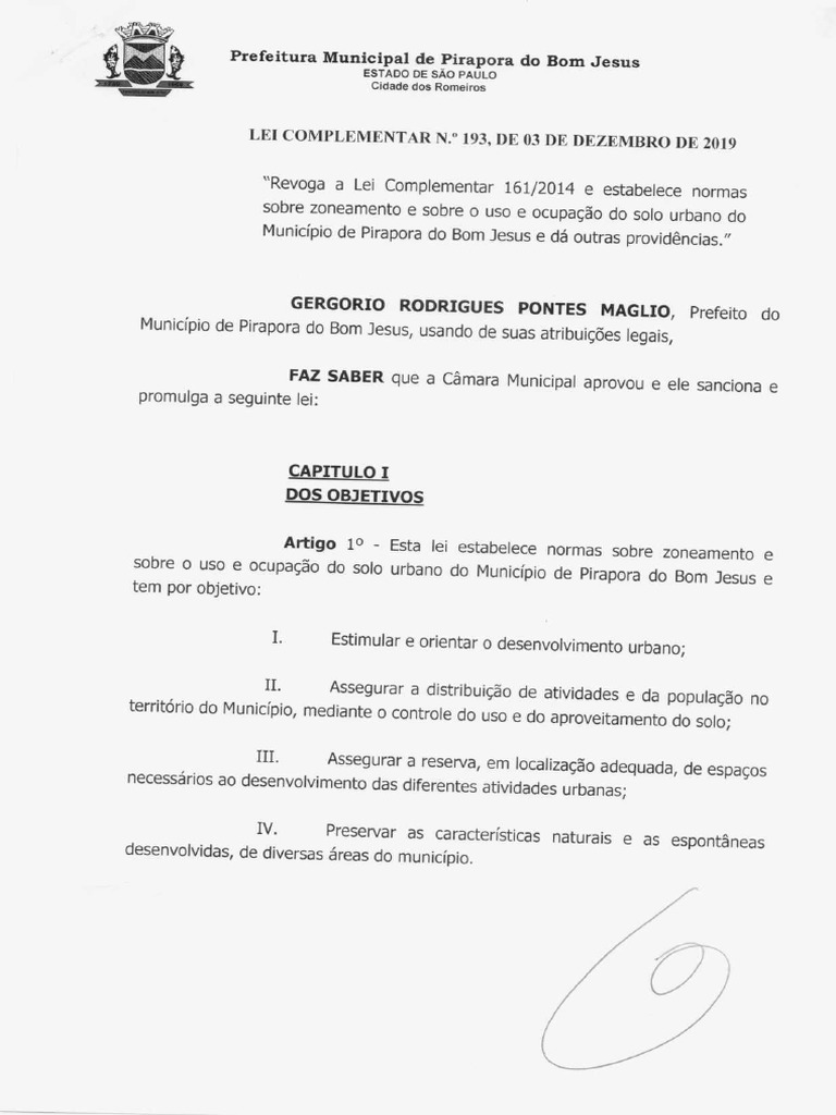 Lei Complementar 193.2019 - Pirapora Do Bom Jesus | PDF
