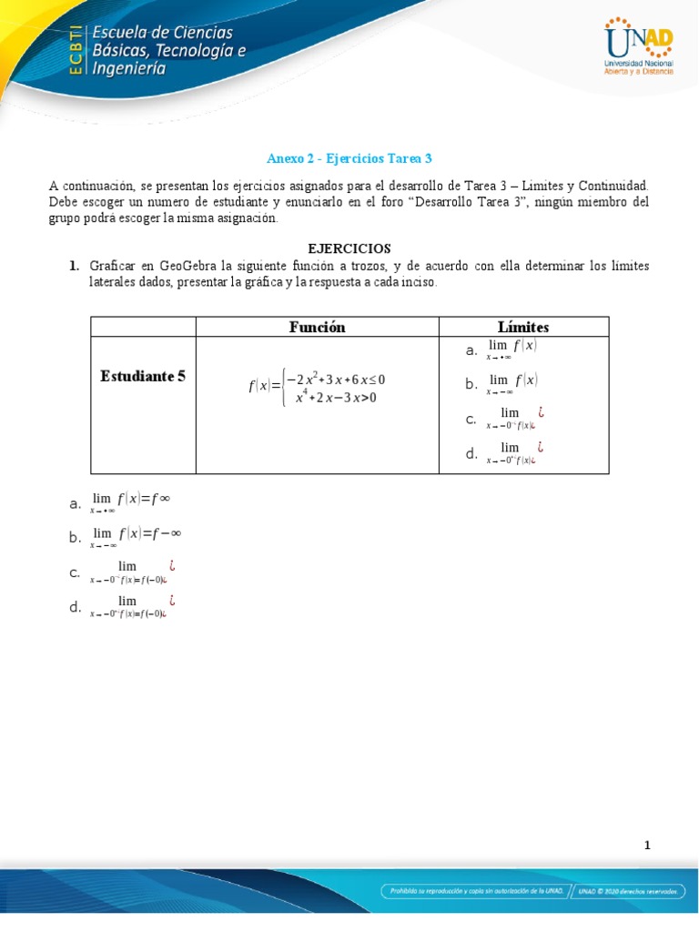 Anexo 2 - Ejercicios Tarea 3 | Descargar gratis PDF | Función (Matemáticas) | Matemáticas