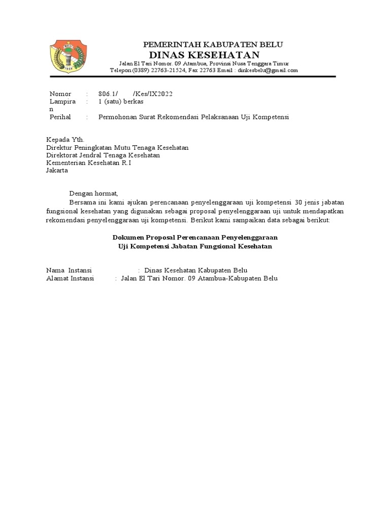 Permohonan Rekomendasi Uji Kompetensi | PDF