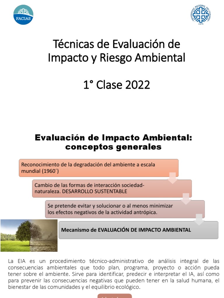 Técnicas de Evaluación de Impacto y Riesgo Ambiental. Clase 1 | PDF
