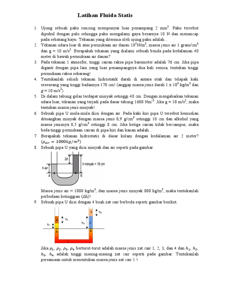 Latihan Fluida Statis | PDF