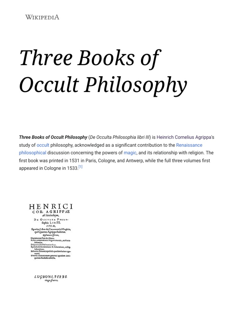 Three Books of Occult Philosophy - Wikipedia | PDF | Religious Faiths ...